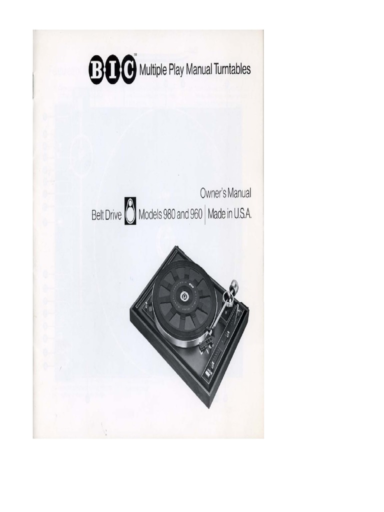 Bic 960 Owners Manual | PDF