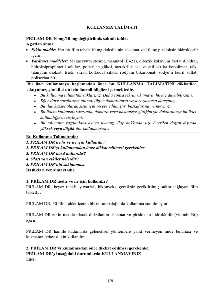 Prilam DR 10 Mg10 MG Degistirilmis Salinimli Tabl 104fb KT | PDF