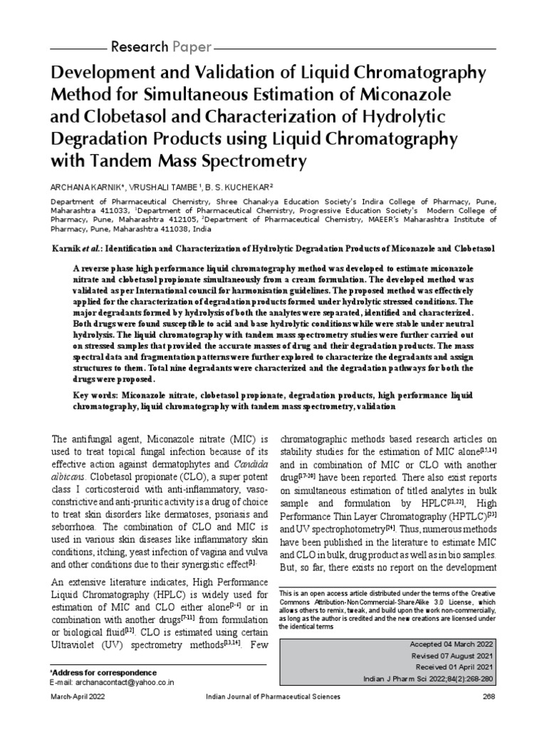 Development and Validation of Liquid Chromatography Method For Simultaneous Estimation of ...