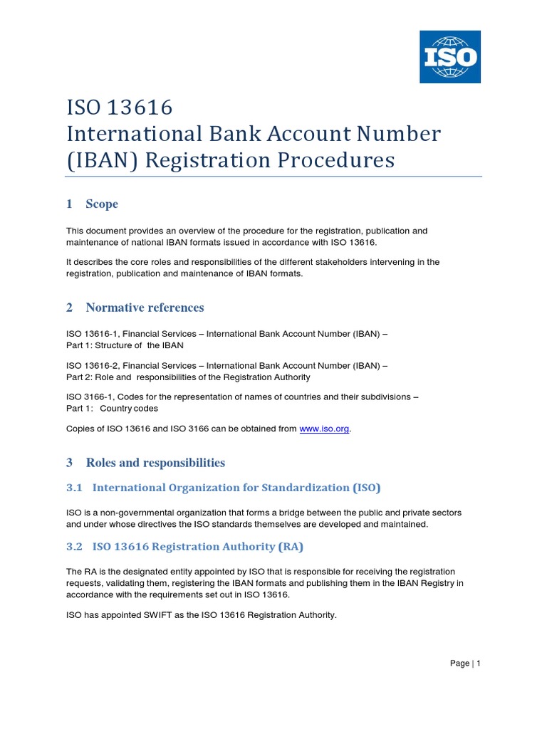 Swift Standards Guidelines Ibanregitrationprocedures 0 | PDF | Regulation