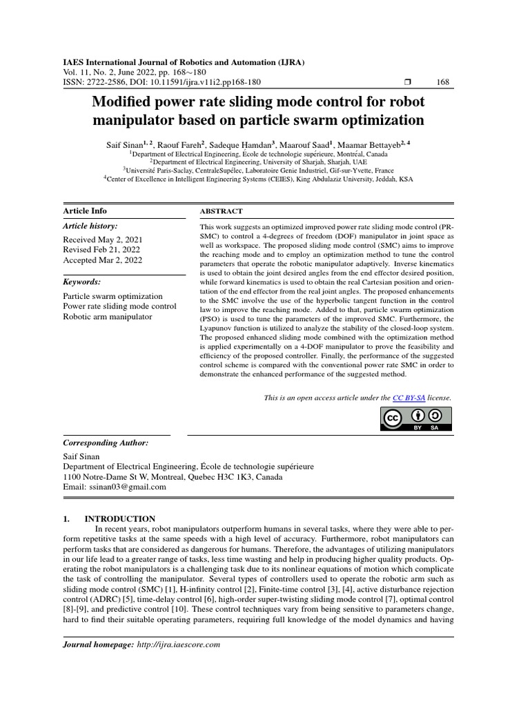 Modi Ed Power Rate Sliding Mode Control For Robot Manipulator Based On Particle Swarm 2642
