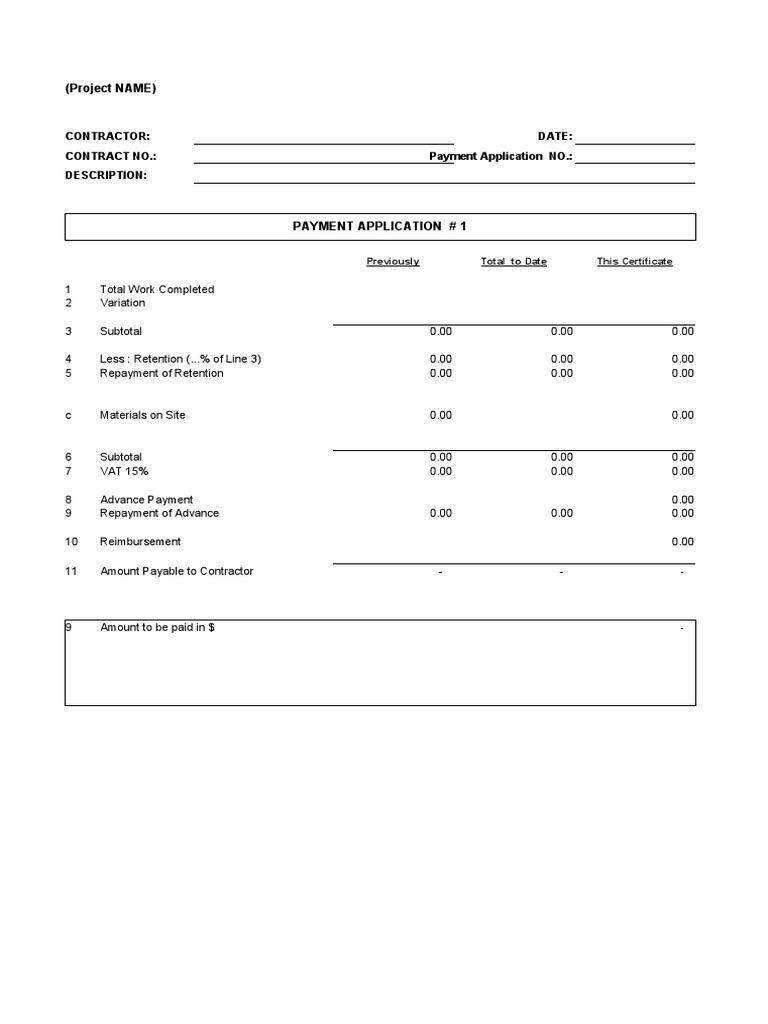 Construction Payment Application Template | PDF