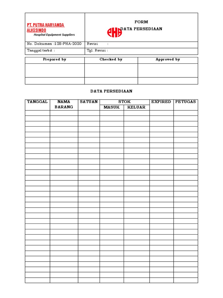 FORM DATA PERSEDIAAN BARANG | PDF