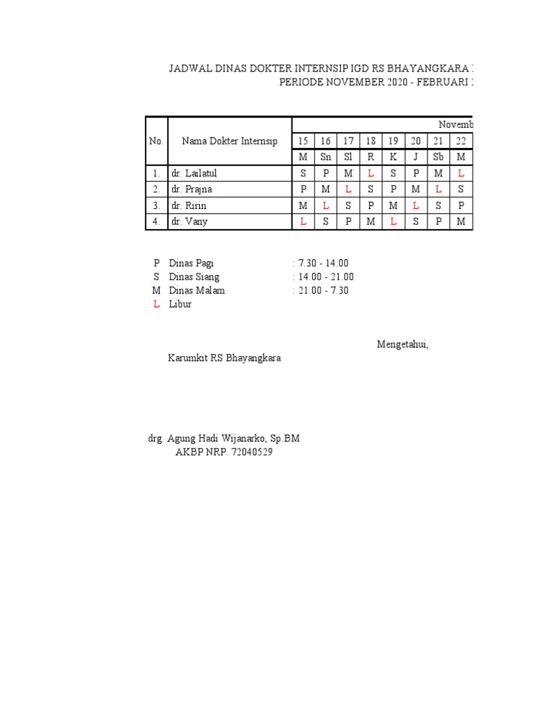 Jadwal Dinas Igd | PDF | Kajian Bahasa Asing