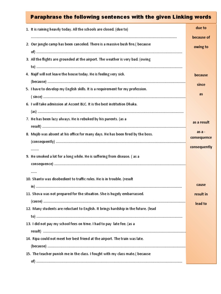 Linking Words Practice Keys Worksheet Templates Layouts - 124850 | PDF