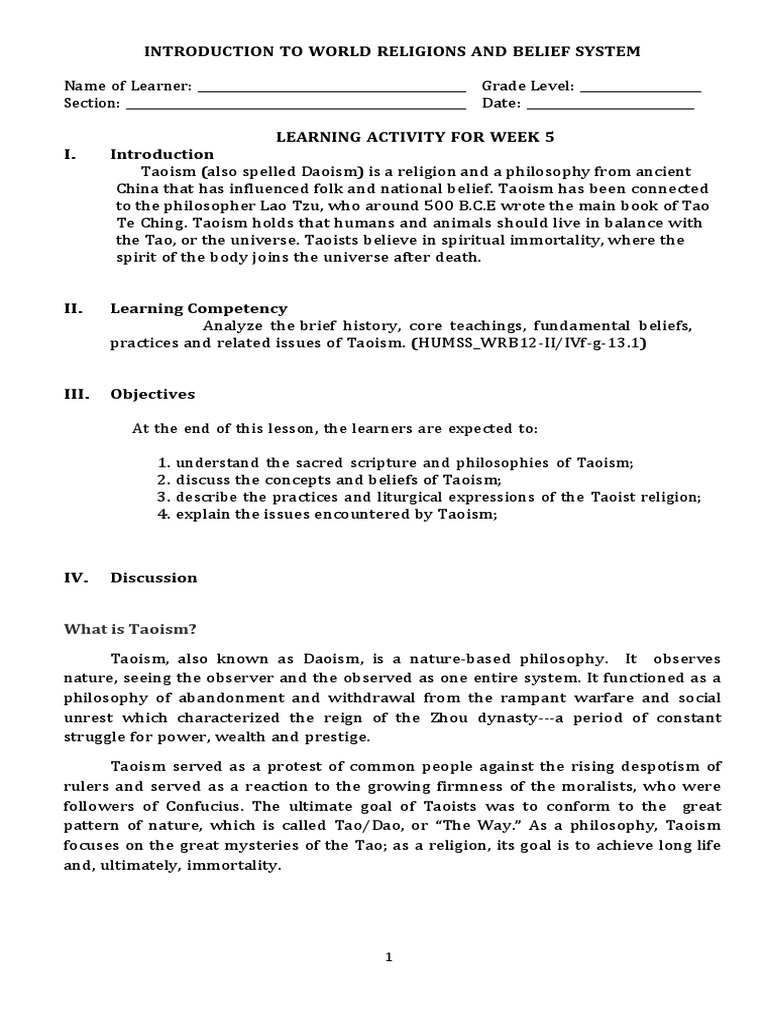 Las 5 Introduction To World Religions and Belief Systems Grade 11 | PDF ...
