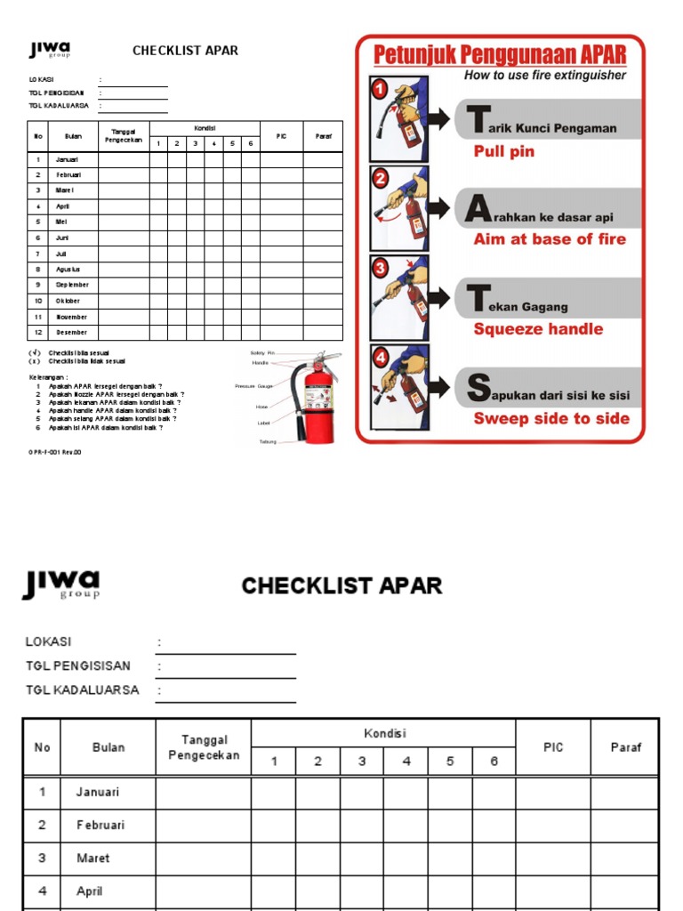 Opr-F-001 - Checklist Apar | PDF