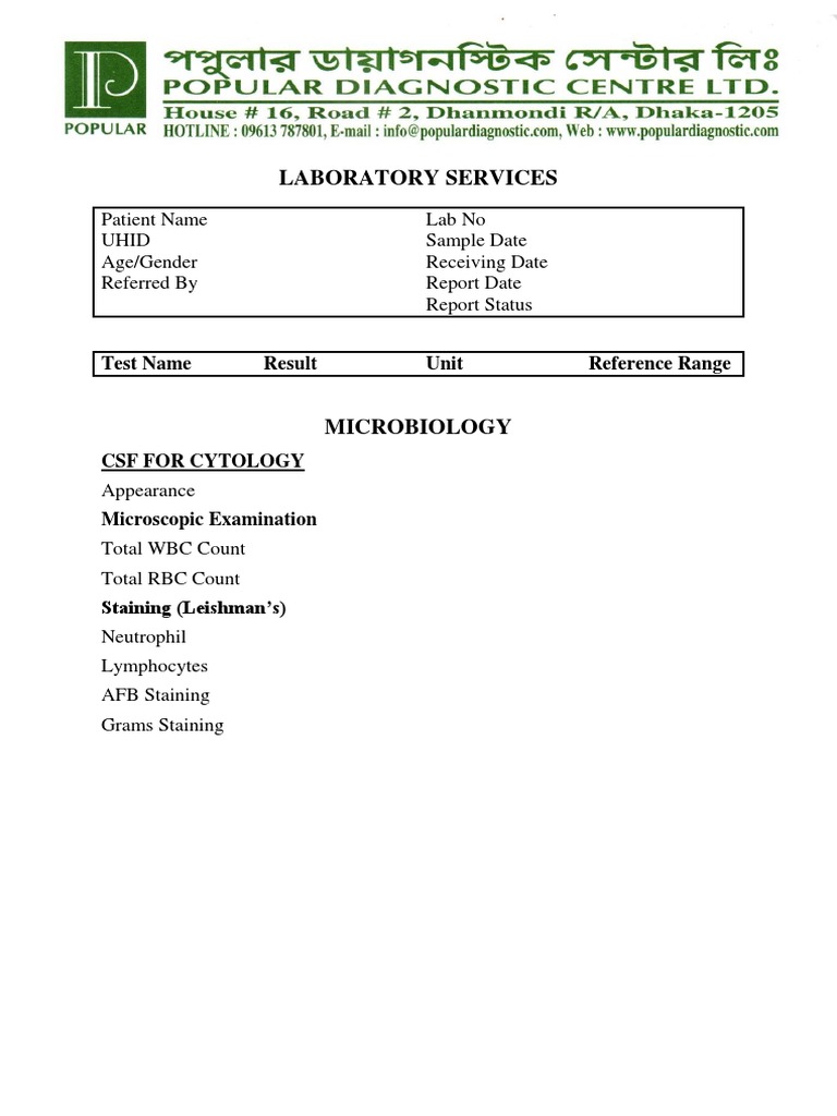Laboratory Services: Patient Name Lab No Uhid Sample Date Age/Gender ...