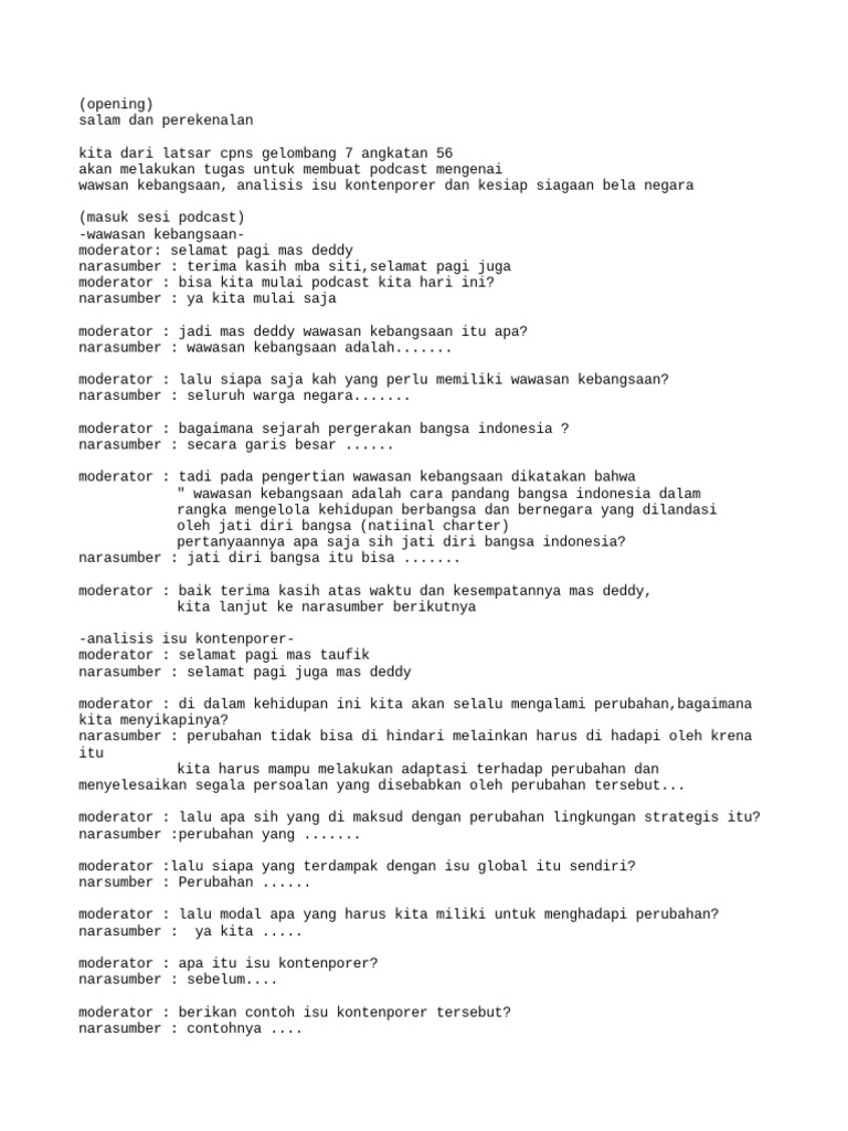 Contoh Script Podcast | PDF