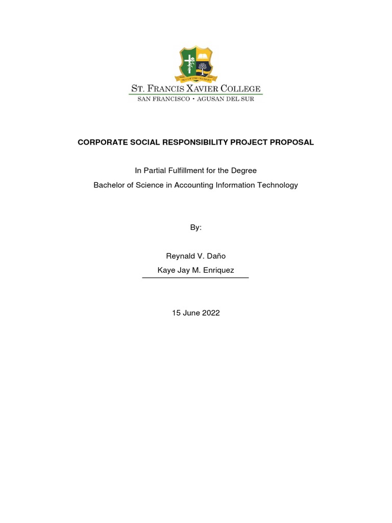 Corporate Social Responsibility Project Proposal | PDF | Climate Change | Waste Management