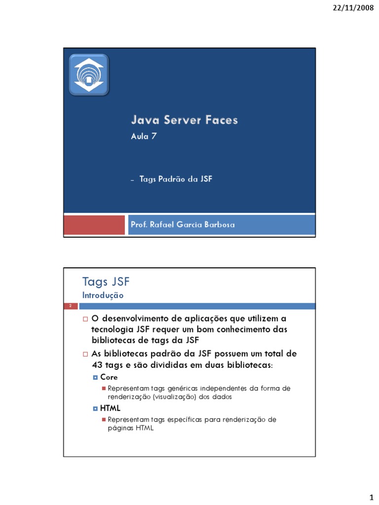 Aula 7 - Tags JSF | PDF | Html | Folhas de estilo em cascata
