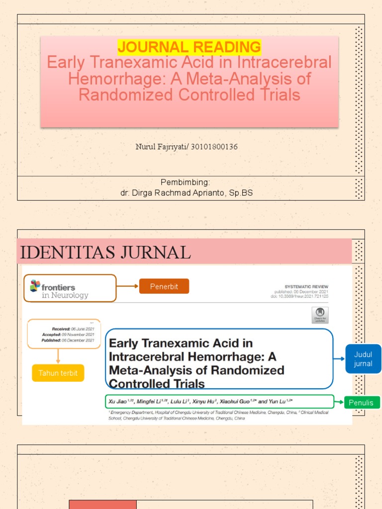JURNAL READING - Asam Tranexamat | PDF | Randomized Controlled Trial ...