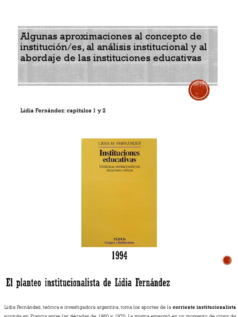 Análisis institucional de Lidia Fernández | PDF | Institución ...