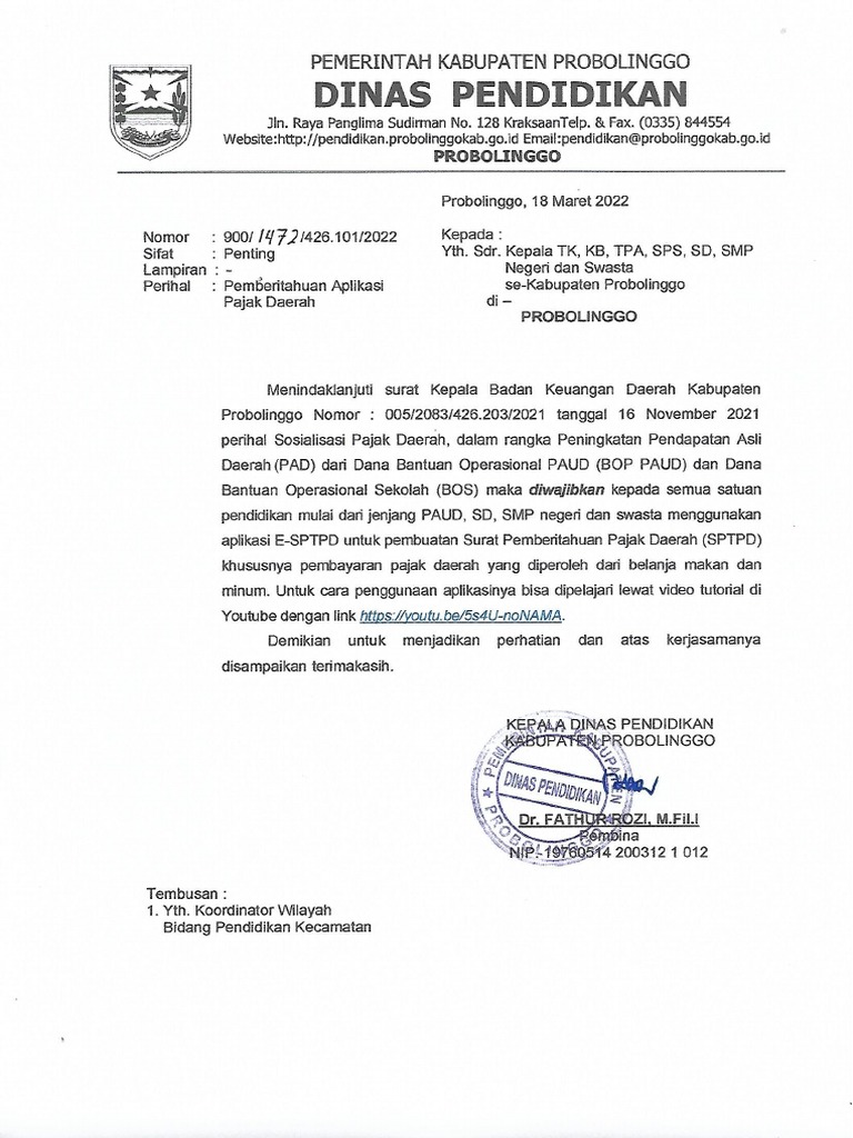 Surat Pemberitahuan Pajak Daerah | PDF