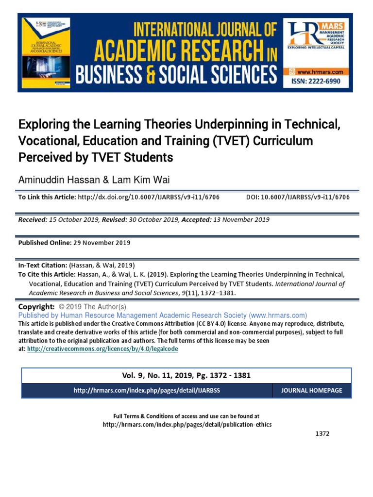 Exploring The Learning Theories Underpinning in Technical, Vocational ...