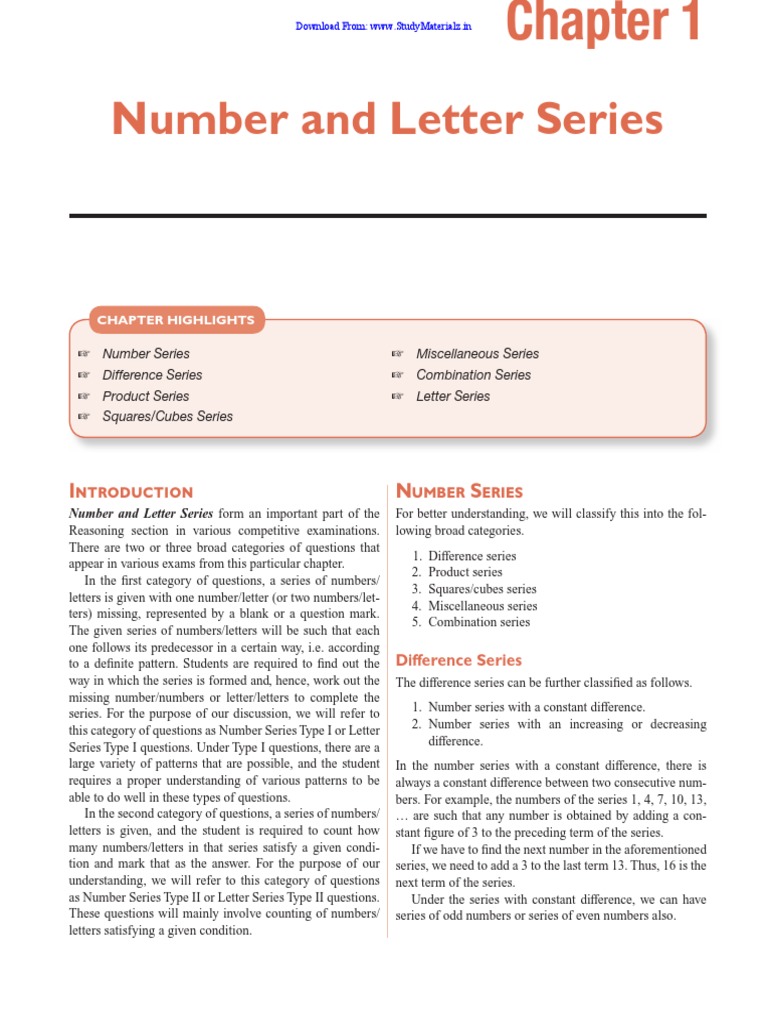 Number and Letter Series PDF | PDF | Numbers | Arithmetic