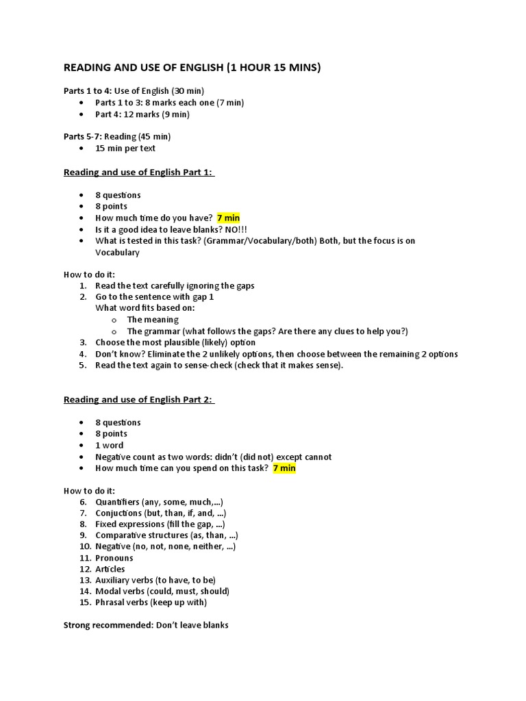 FCE Test Guide | PDF | Verb | English Language