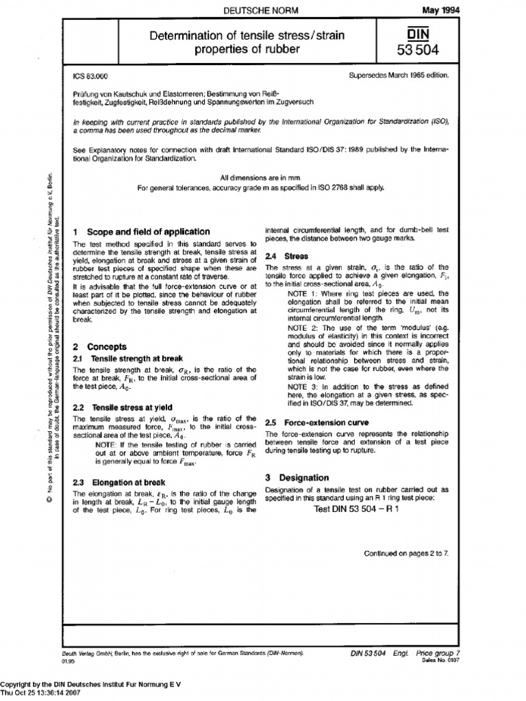 DIN 53504 1994, Determination of | PDF