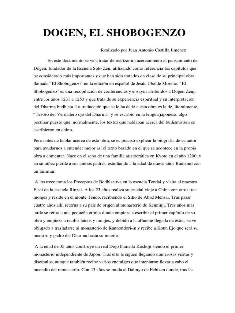 Dogen, El Shobogenzo | PDF | Gautama Buddha | zen