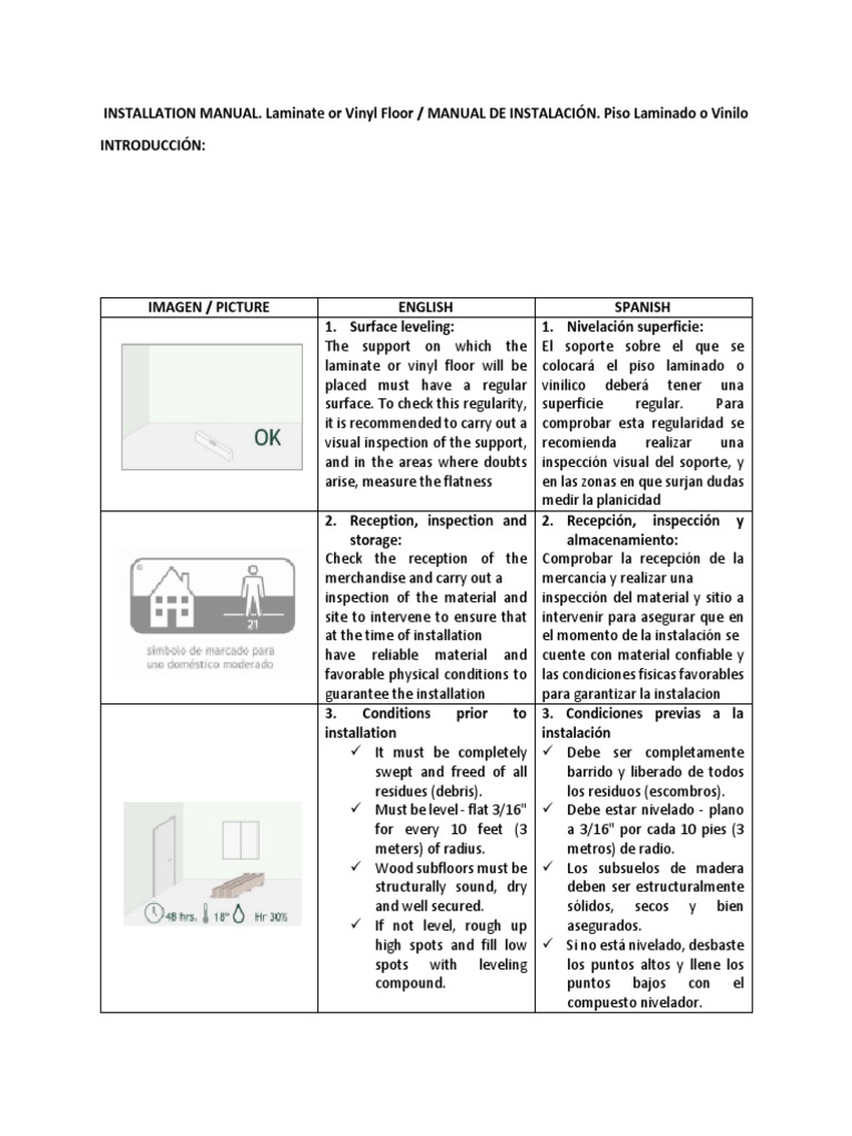 INSTALLATION MANUAL. Laminate or Vinyl Floor | PDF