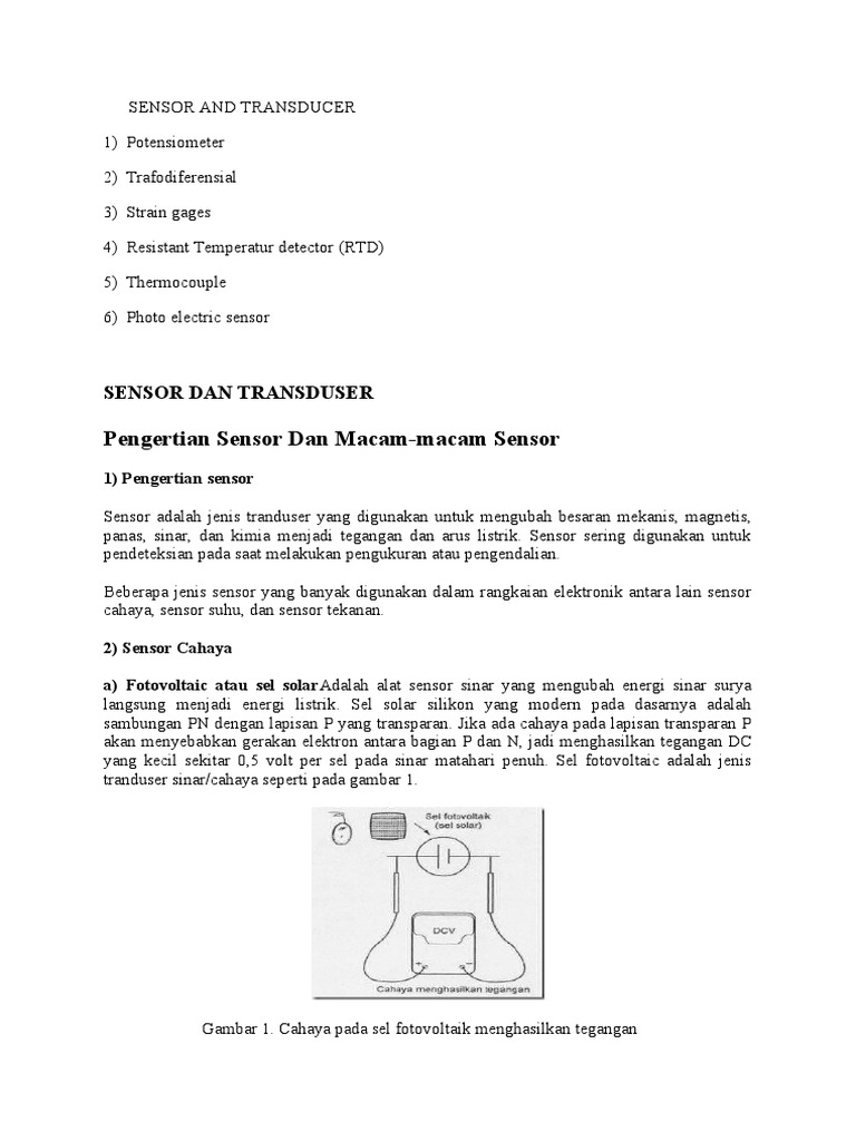 Jenis-Jenis Sensor dan Transduser | PDF | Sains & Matematika