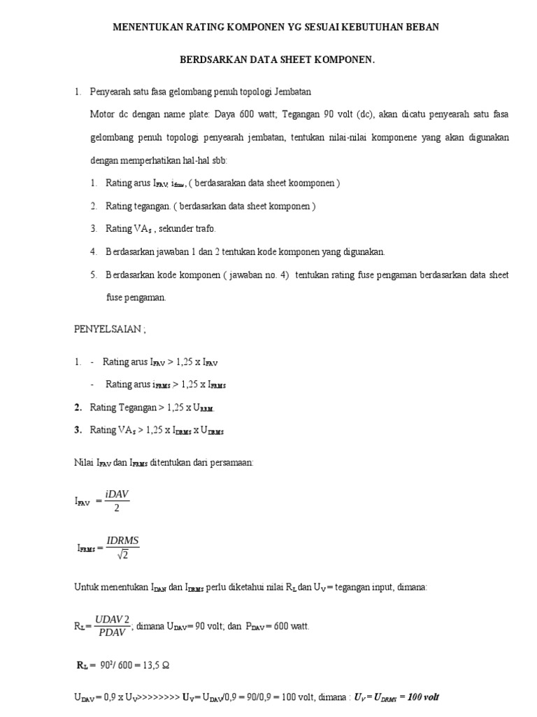 Contoh 3. Menentukan Rating Komponen | PDF