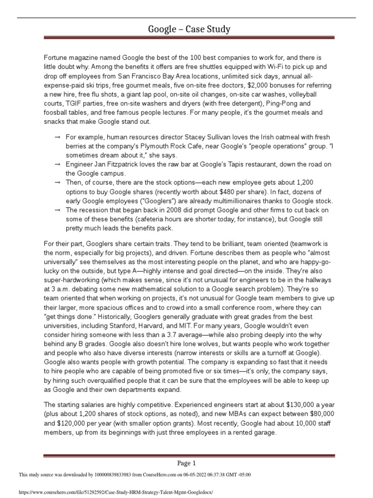 Google - Case Study | PDF | Employment | Human Resources