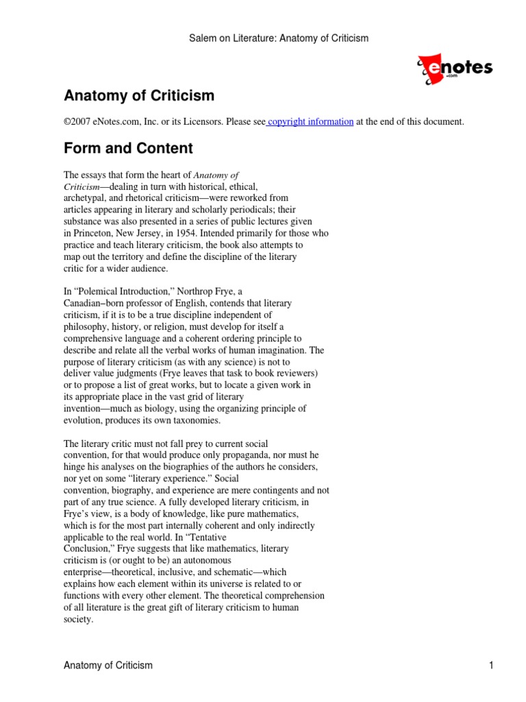 Frye, Northrop - Anatomy of Criticism 426803 | PDF | Poetry