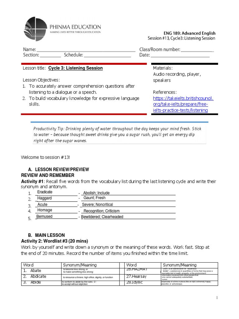 SAS #13 Listening ENG189 Swu (Signed) 111 | PDF