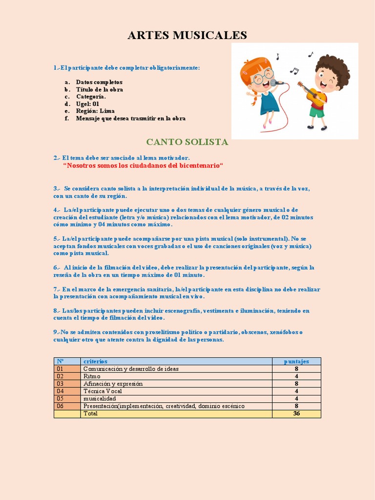 Criterios de Canto e Interpretación Instrumental | PDF | Las artes ...