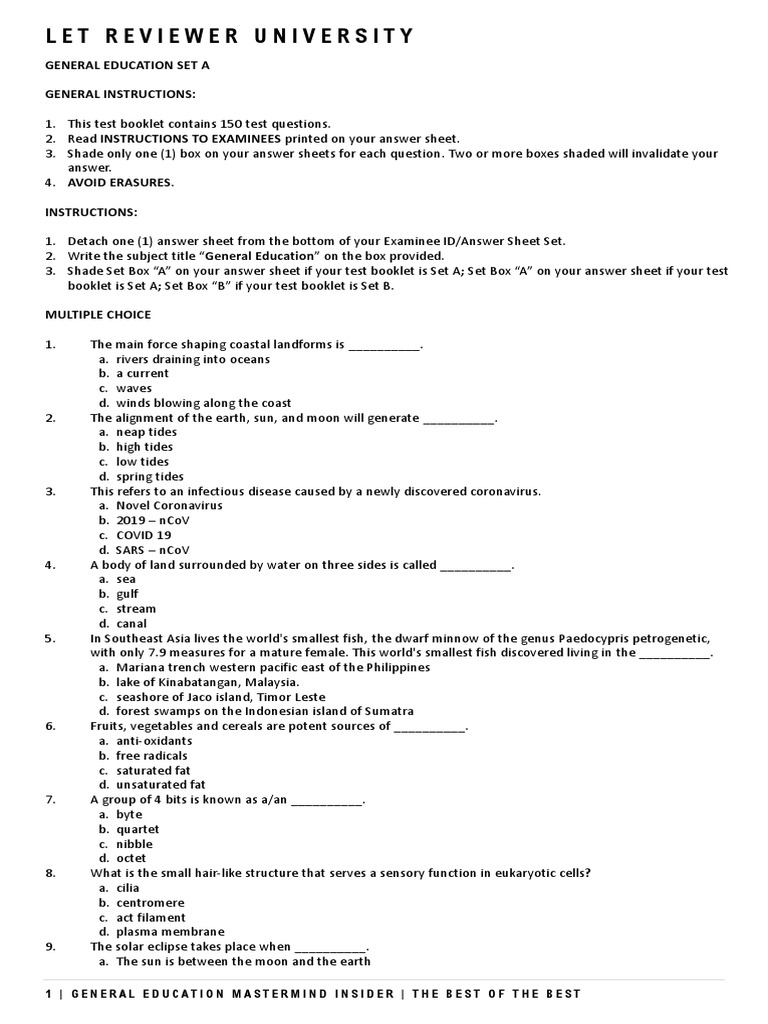 General Education Mastermind Set A Practice | PDF | Earthquakes