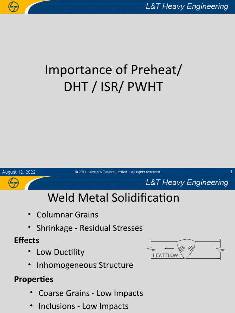 B. Importance of Preheat, Interpass, DHT, Isr, PWHT | PDF ...