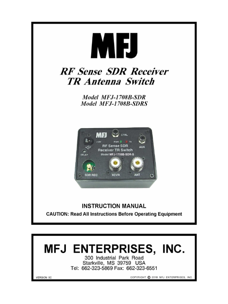 MFJ-1708B-SDR TR Switch Overview | PDF | Amplifier | Software Defined Radio