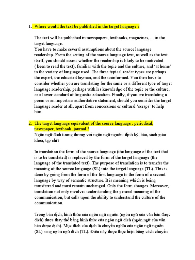 Where Would The Text Be Published in The Target Language | PDF