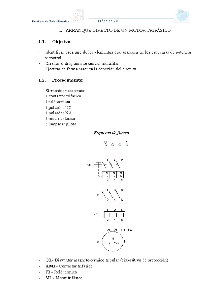 Arranque Directo de Un Motor Trifásico | PDF | Corriente eléctrica ...