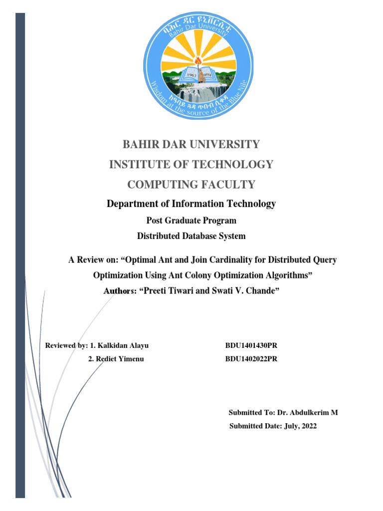 Review 2 Query Optimization.. Rediet and Kalkidan | PDF | Databases | Mathematical Optimization