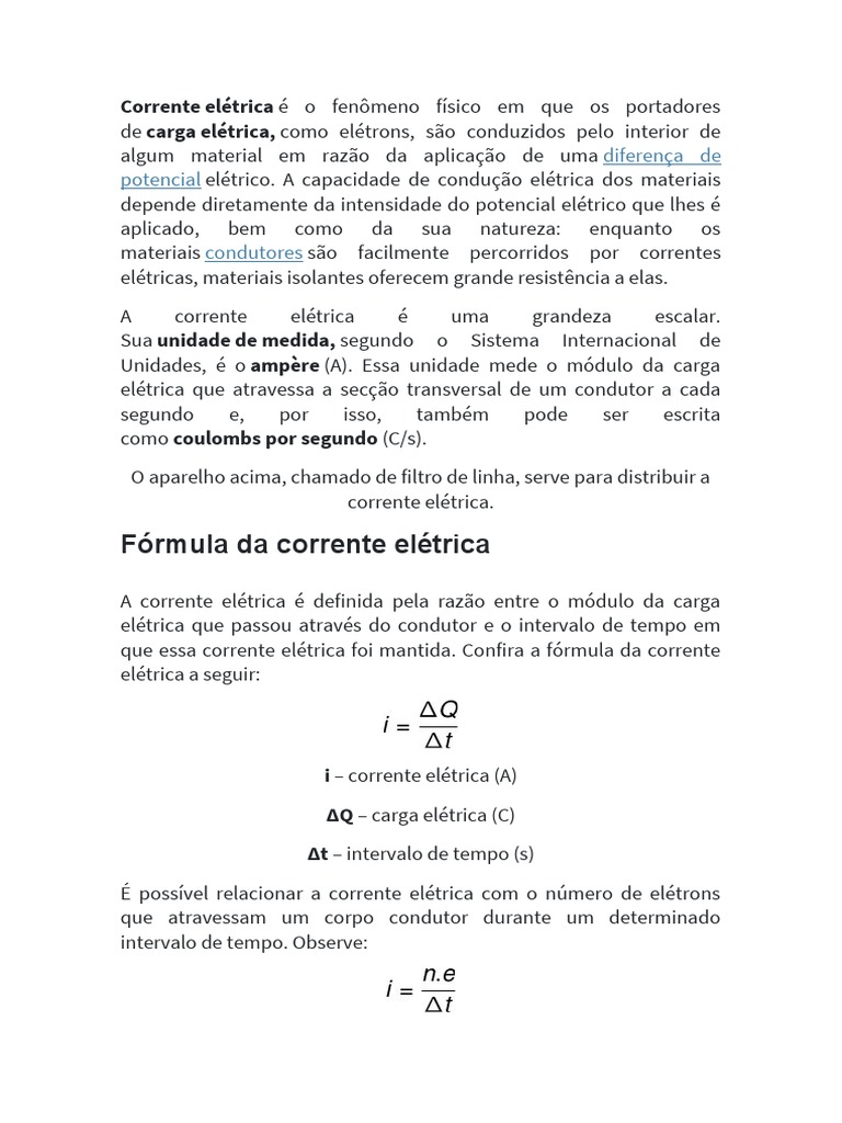 Corrente | PDF | Corrente elétrica | Eletricidade