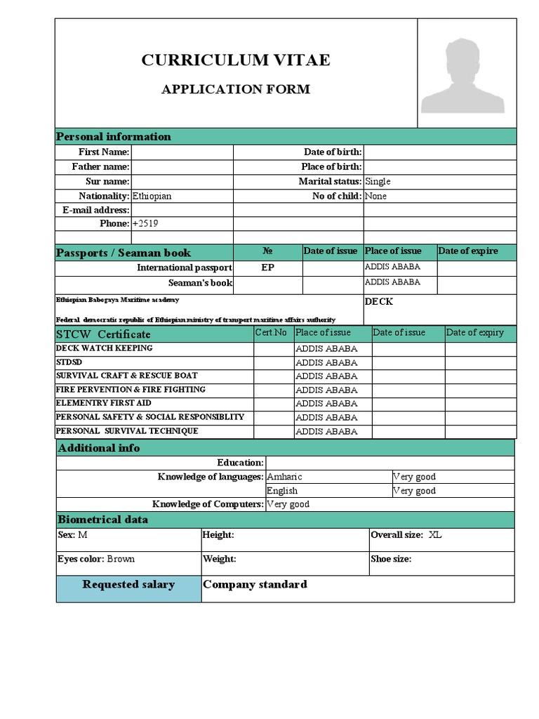 Curriculum Vitae: Application Form | PDF