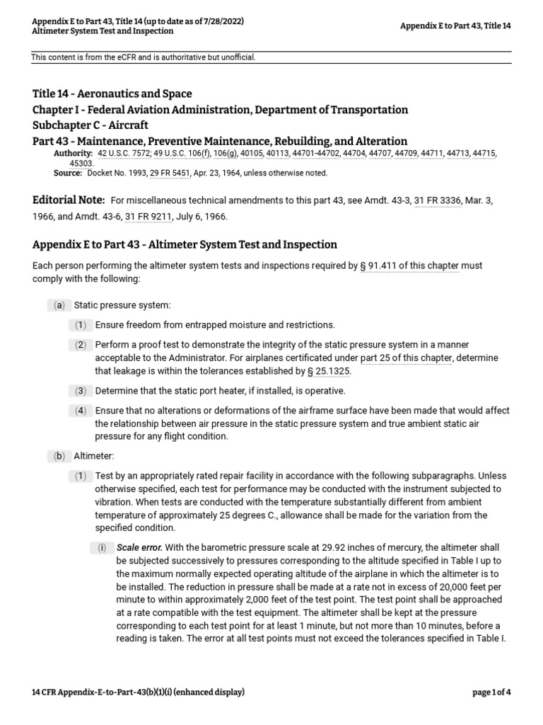 Appendix E To Part 43 - Title 14 (Up To Date As of 7-28-2022 ...