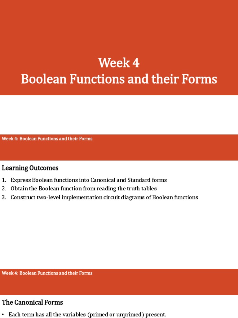 Week 4 - Module 4 Boolean Functions and Their Forms | Download Free PDF | Boolean Algebra ...