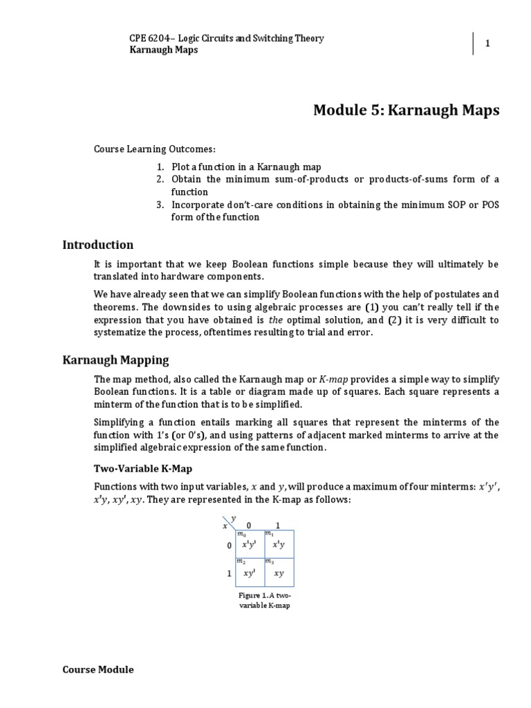 Week 6 - Module 5 Karnaugh Maps | PDF | Theory Of Computation | Applied Mathematics