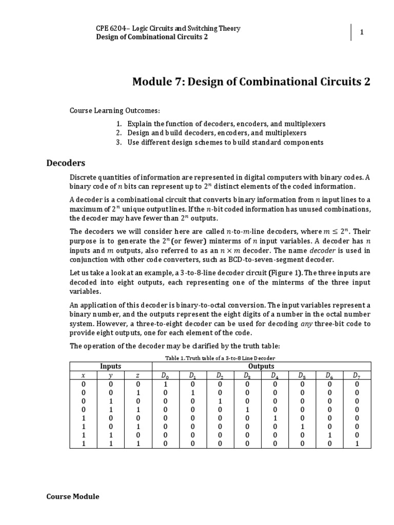 Week 8 Module 7 Design Of Combinational Circuits 2 Pdf Logic Gate Logic
