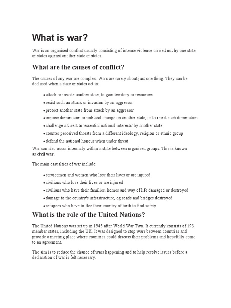 What Is War?: What Are The Causes of Conflict? | Download Free PDF ...