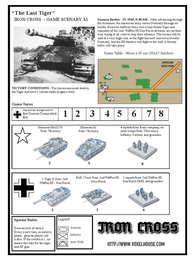 "The Last Tiger": Iron Cross - Game Scenary A1 | PDF | Waffen Ss | Tiger I