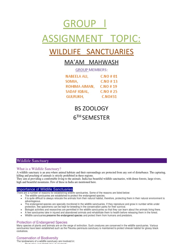 Group L Assignment Topic:: Wildlife Sanctuaries | PDF | Organisms ...