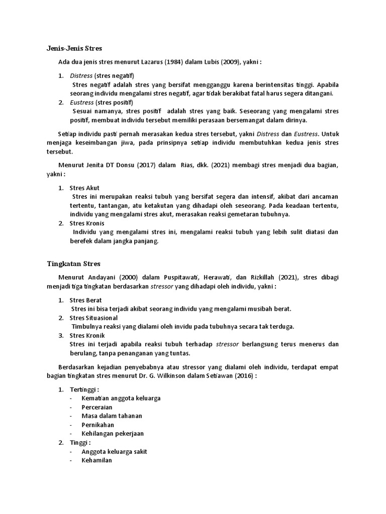 Memahami Jenis dan Tingkatan Stres | PDF
