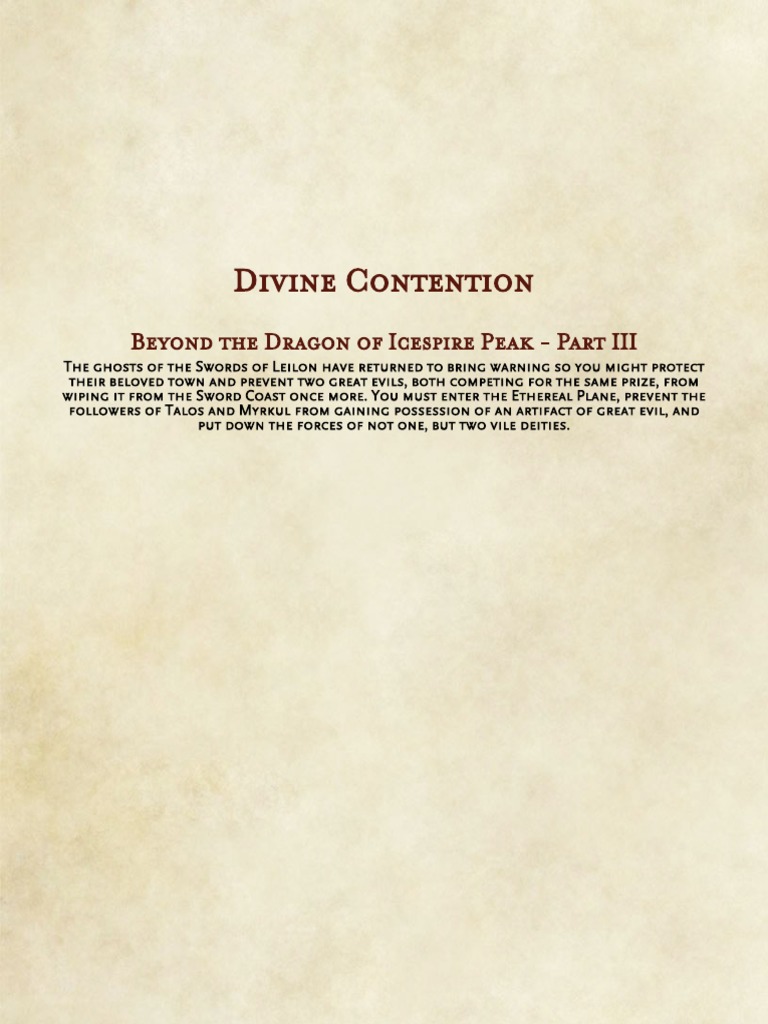 Divine Contention - Beyond The Dragon of Icespire Peak 3 | PDF ...