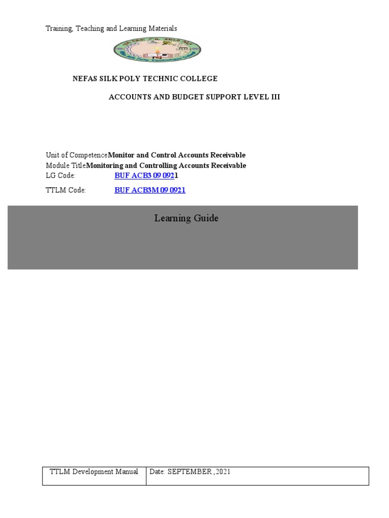 Learning Guide: Nefas Silk Poly Technic College Accounts and Budget ...