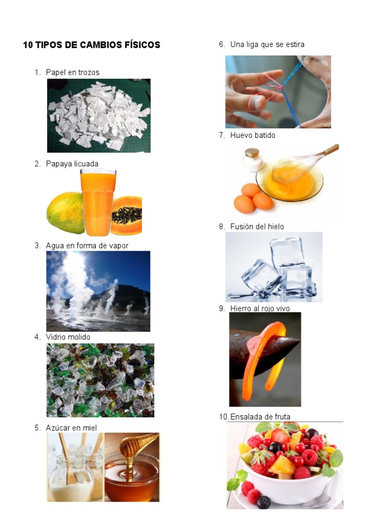 10 TIPOS DE CAMBIOS FÍSICOS y Quimicos | PDF