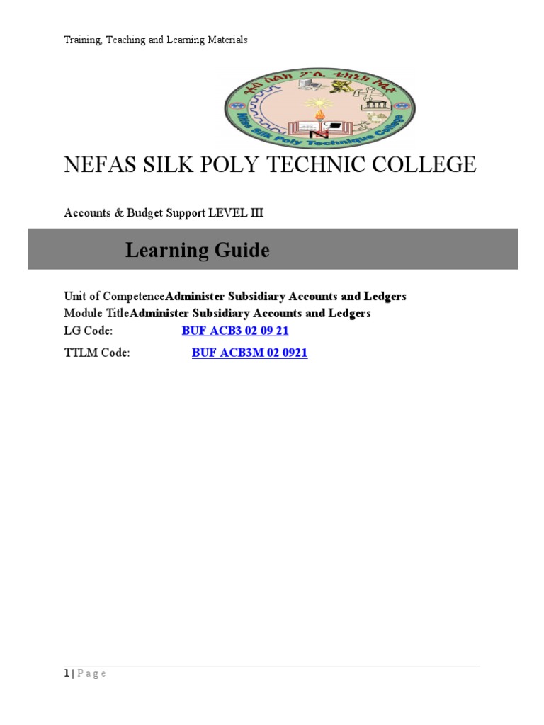 Nefas Silk Poly Technic College: Learning Guide | PDF | Bad Debt ...